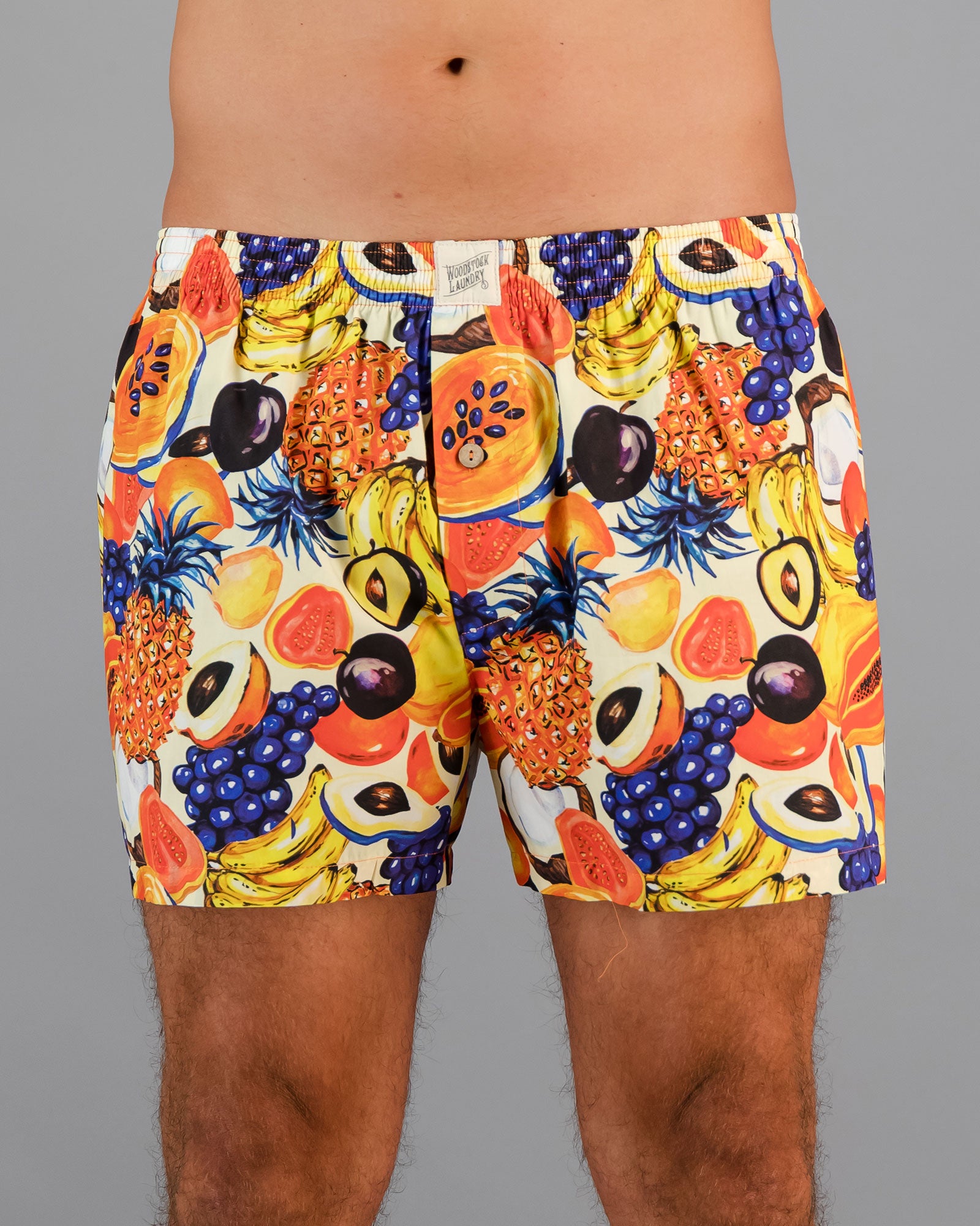 Mens Boxer Shorts - Tuti Fruti on Black – Woodstock Laundry SA