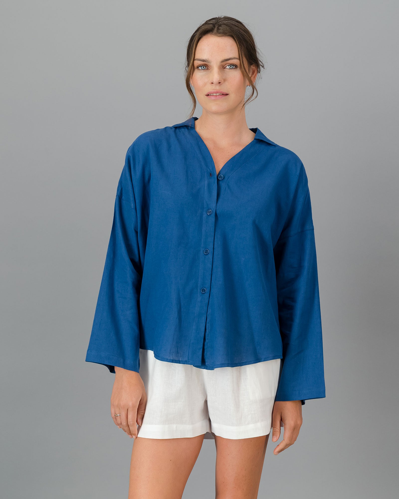 Womens Linen Flow Shirt - Denim – Woodstock Laundry SA